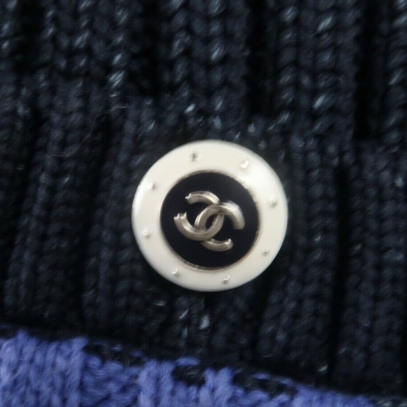 CHANEL | Sweaters | Chanel Sweater Spring Cotton Navy Blue V Neck ...